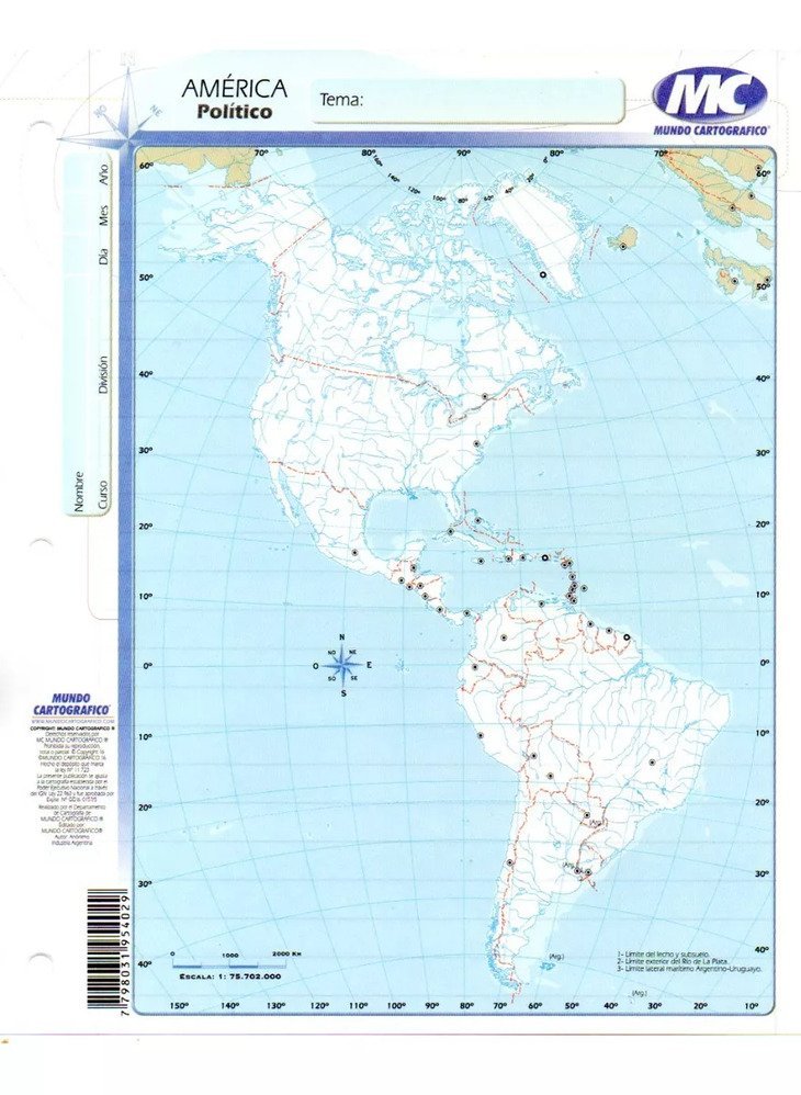 MAPA M.C. NRO 3 CONTINENTE AMERICANO POLITICO - Print Copy
